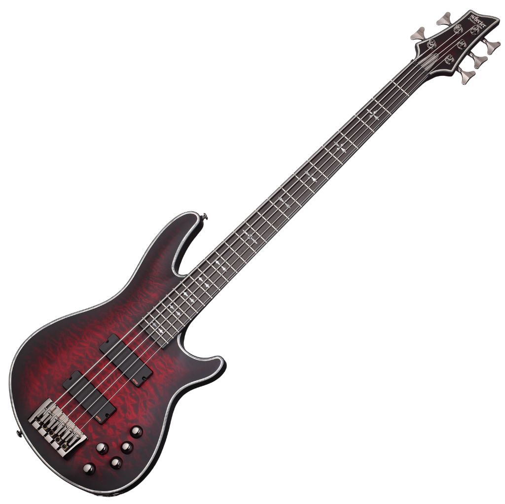 Schecter Bass - Hellraiser Extreme 5 Crimson Red Burst Satin | Live Louder